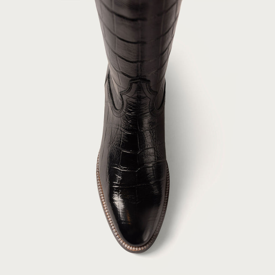 The Soho Boot Black Croc – CITY Boots